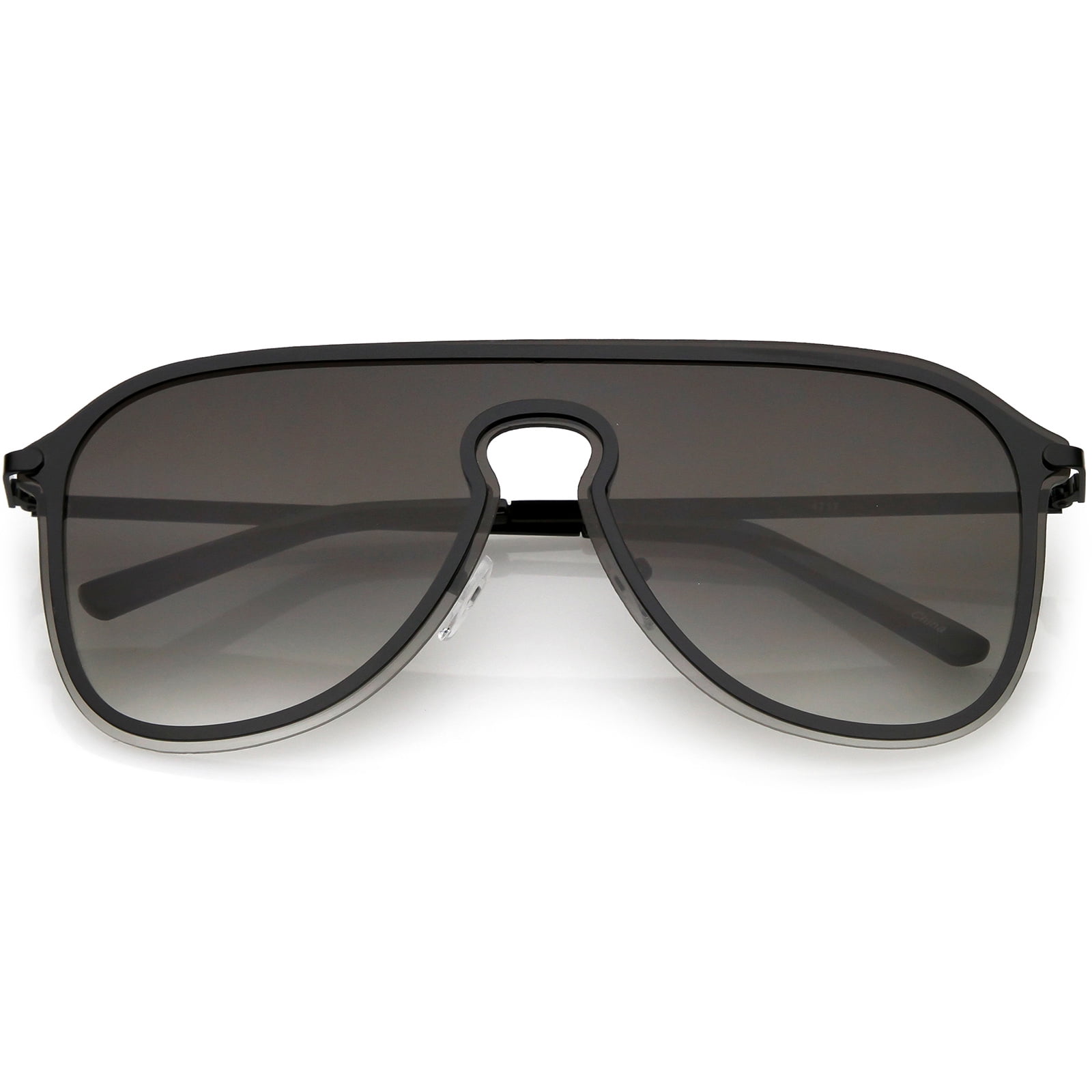 Futuristic Rimless Visor Aviator Sunglasses Metal Trim Mono Lens 57mm ...