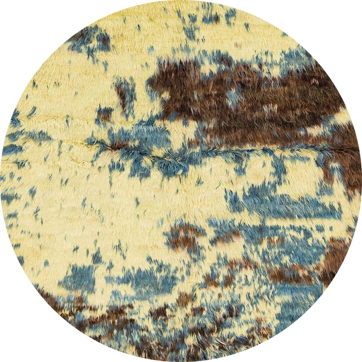 Ahgly Company Indoor Round Abstract Mustard Yellow Abstract Area Rugs ...