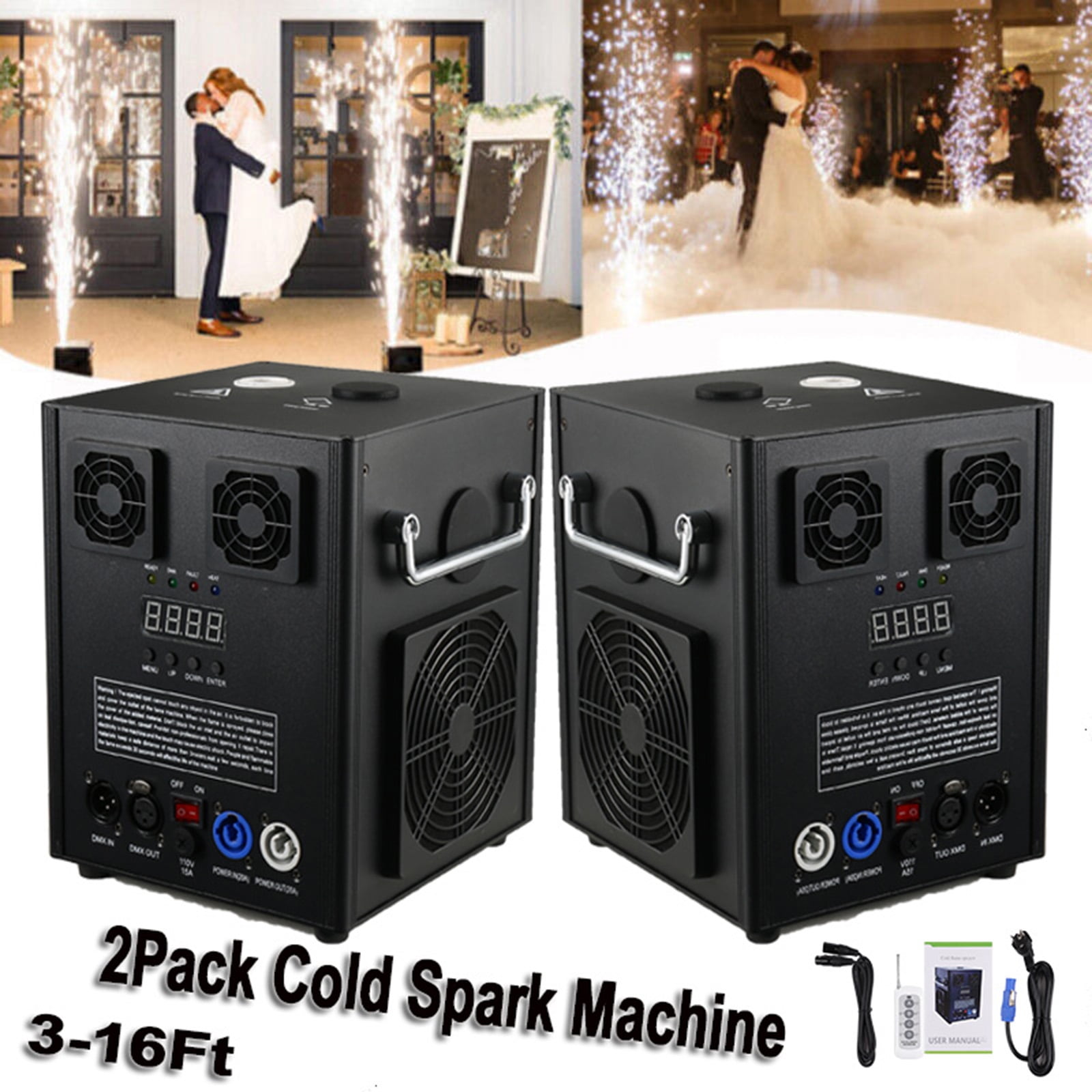 2Pack Cold Spark Machine DMX Firework Machine 3-16ft Adjustable for ...