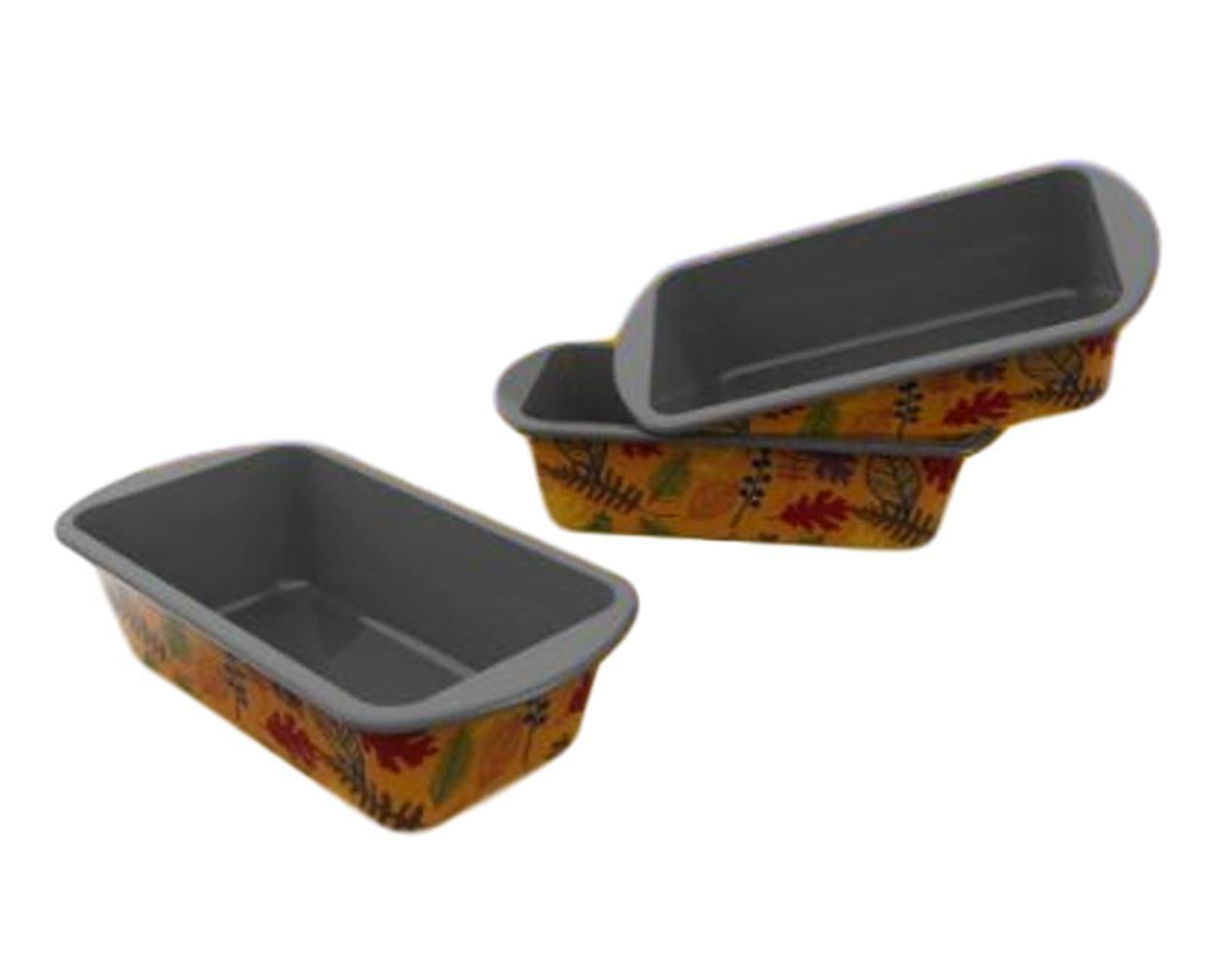 Wilton 4 Pc Fall Mini Loaf Pan Set Non Stick Tin Steel Leaf and Fern ...