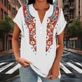 LevmjiaWomen's V Neck Short Sleeve T Shirt Ethnic Floral Print Keyhole ...