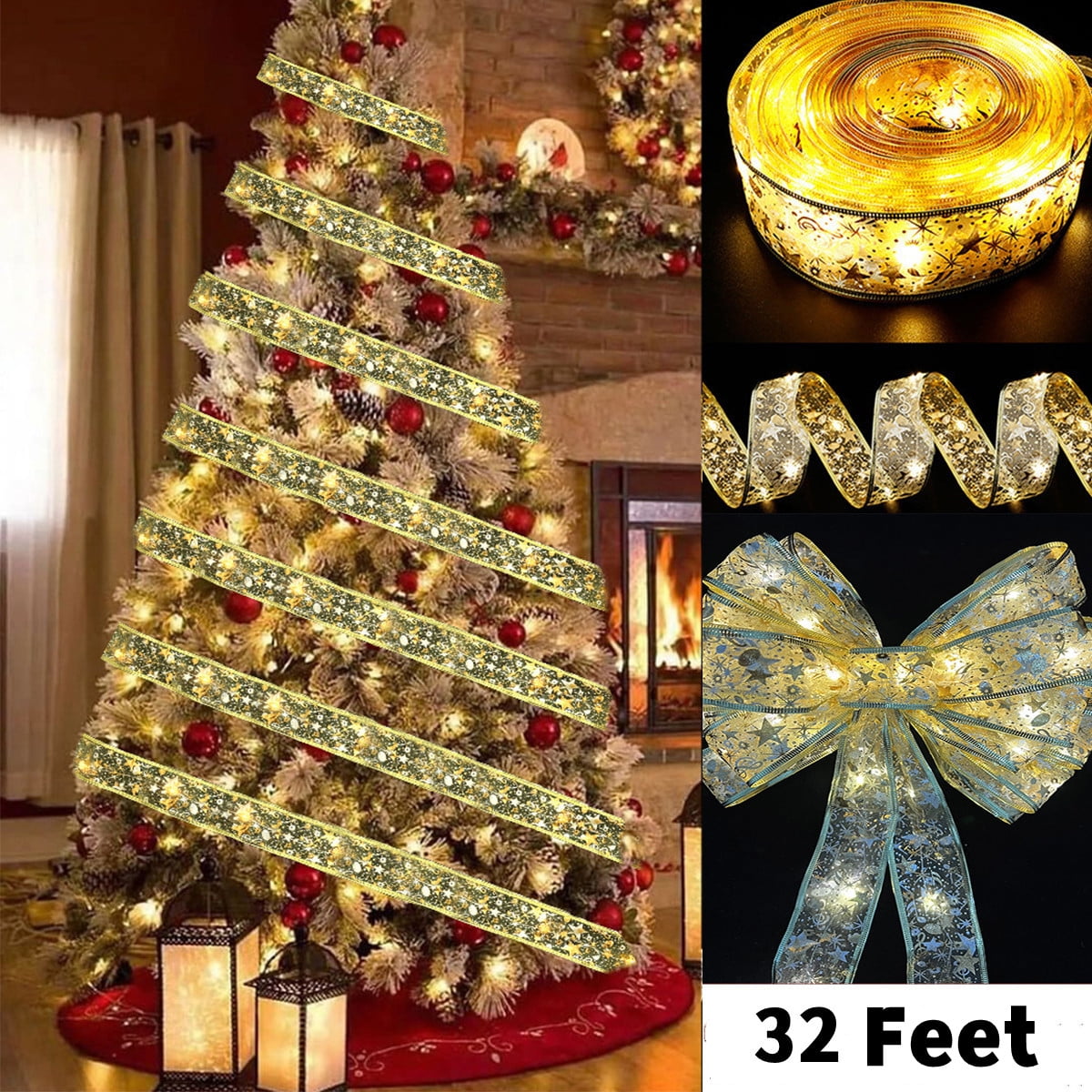 Gold Christmas Ribbon Lights Christmas Decoration Led Ribbon Lights ...