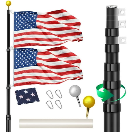Gientan 30FT Telescopic Flag Pole, Extra Thick Heavy Duty Aluminum ...
