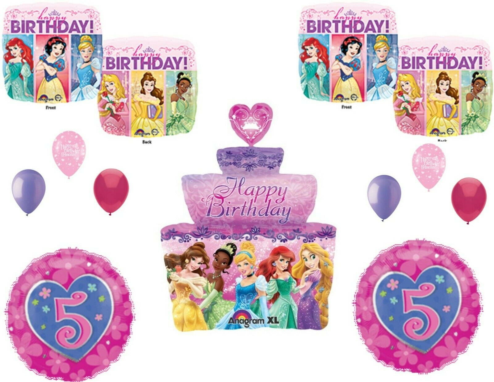 Disney Princesses 5th Birthday Cake Balloons Decoration Supplies Party ...
