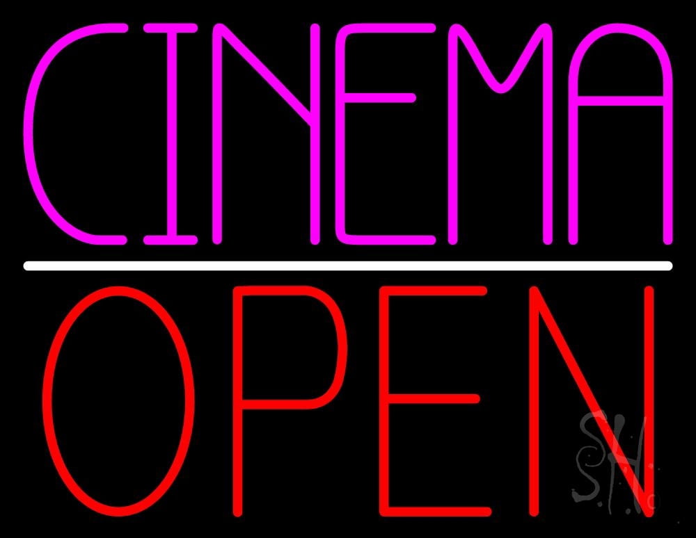 Pink Cinema Open LED Neon Sign 15" Tall x 19" Wide - inches Black ...
