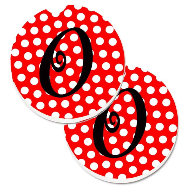 Letter O Initial Monogram Red & Black Polka Dots Set of 2 Cup Holder ...