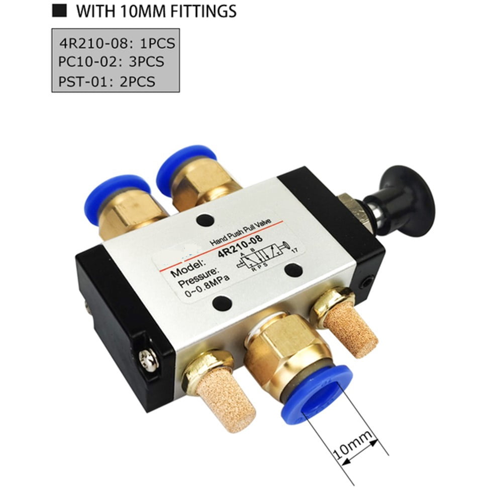 QXKE 4R210-08 Push Pull Pneumatic Valve 5 Ways 2 Pos 1/4in BSPT ...