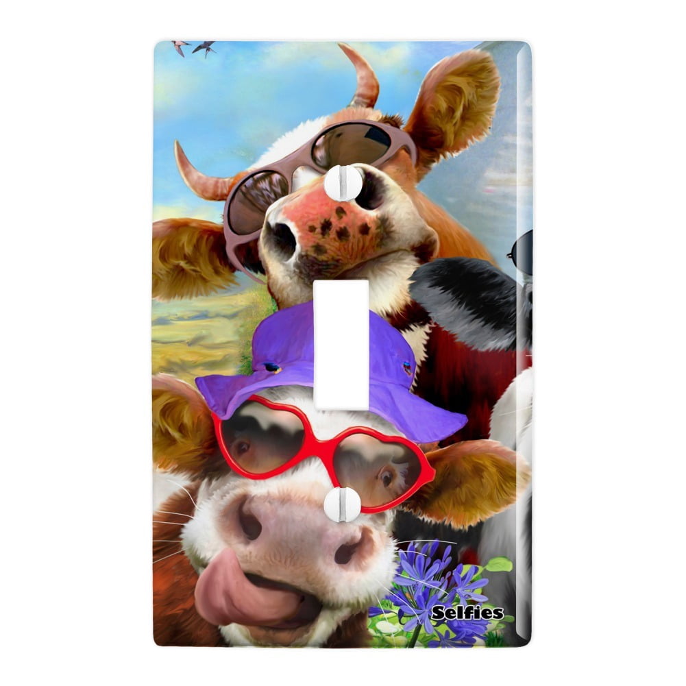 Udderly Cool Cow Farm Selfie Plastic Wall Decor Toggle Light Switch ...