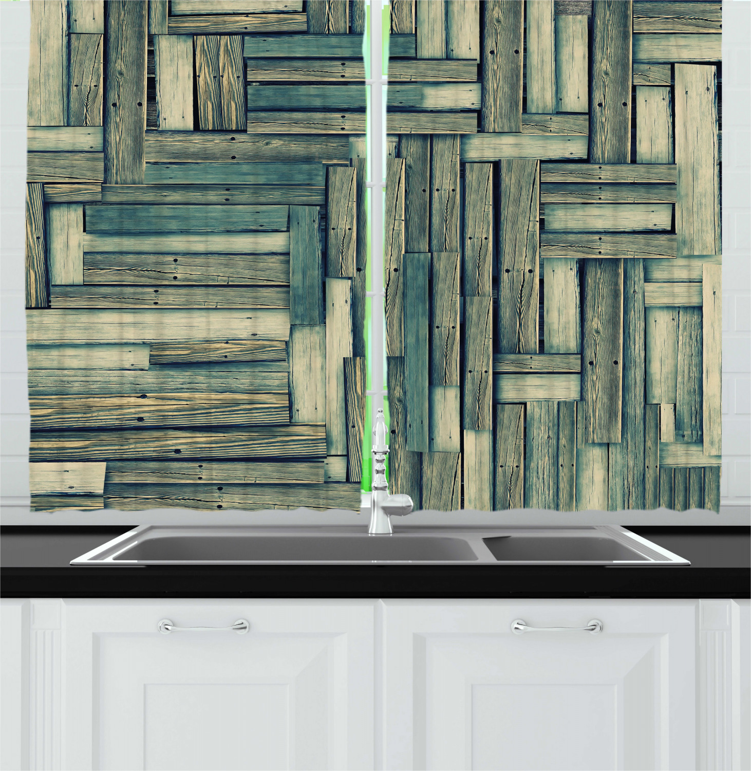 Wooden Curtains 2 Panels Set, Lumberjack Old Vintage Classic Deck Tree ...