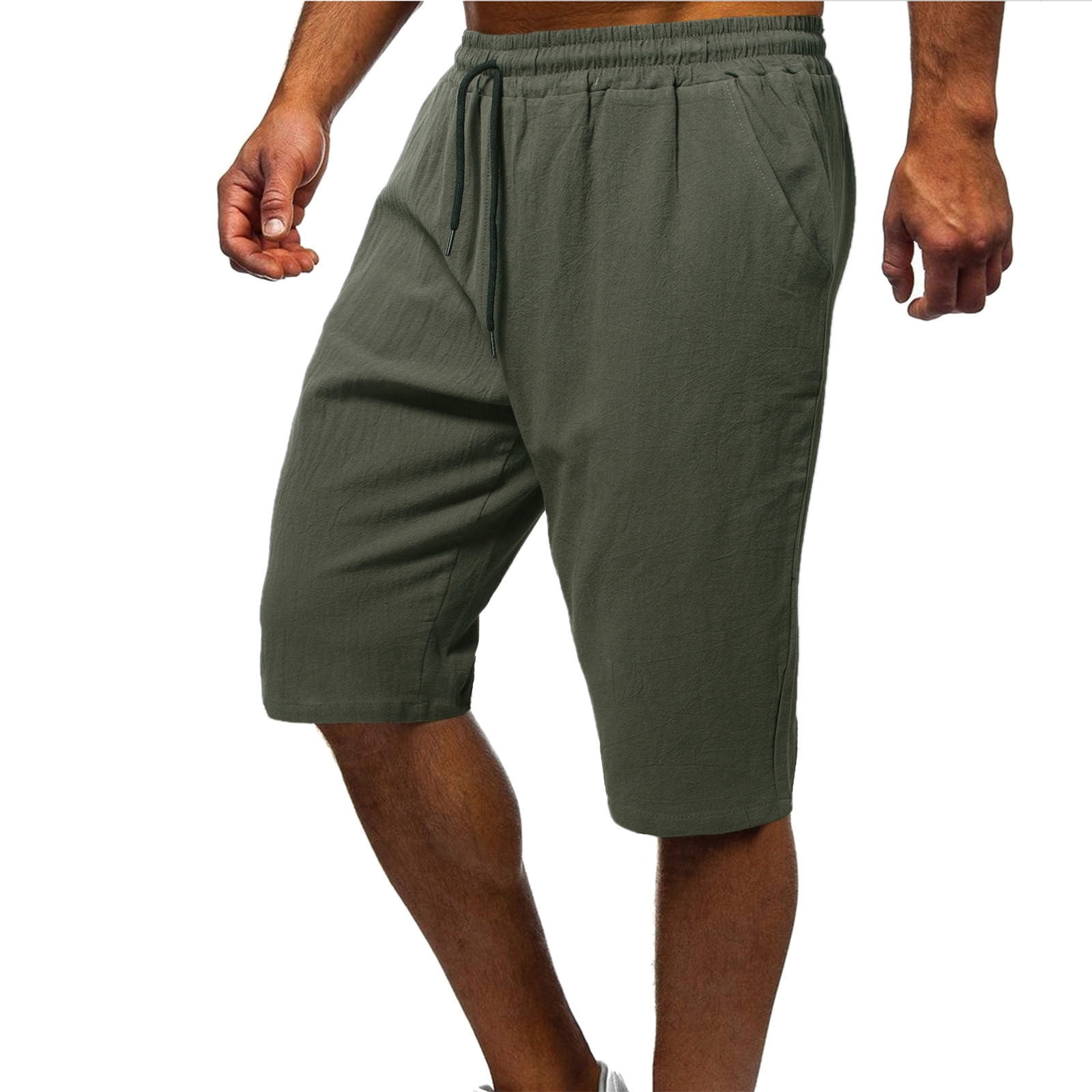 PBNBP Linen Pants for Men 2023,Men's Long Linen Shorts Below Knee ...