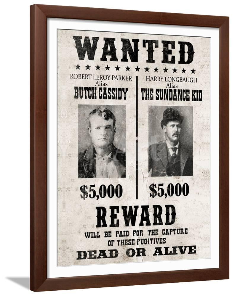 Butch Cassidy and The Sundance Kid Wanted, World Culture Framed Art ...