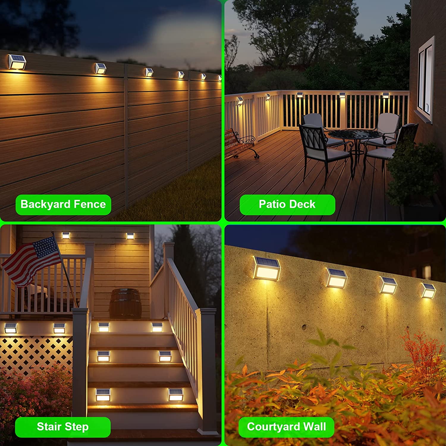 20PCS Solar LED Lamp Path Stair Outdoor Waterproof Wall Light Garden ...