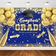 Congrats Grad Backdrop for Class of 2024 Royal Blue and Gold Graduation ...