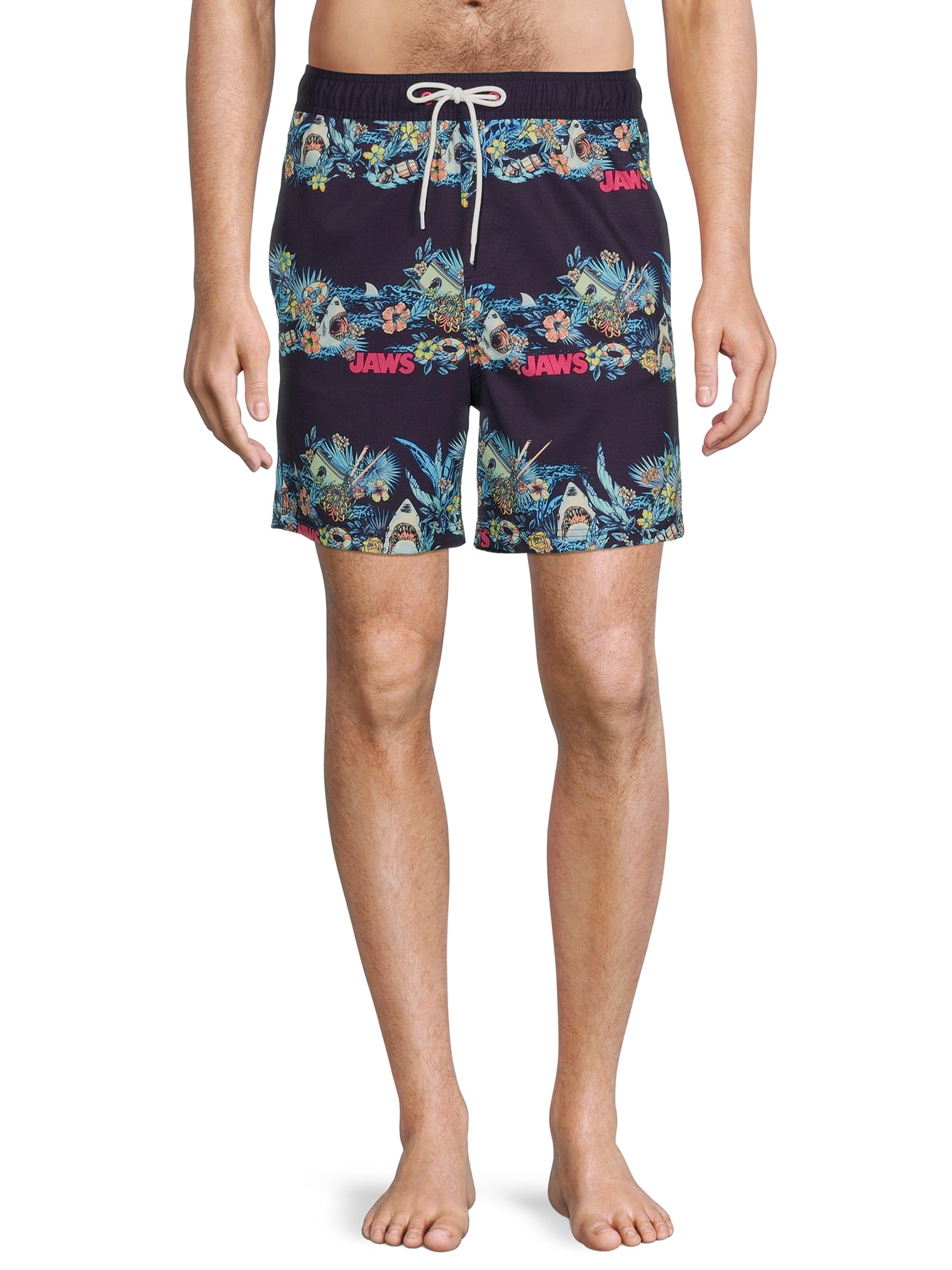 Jaws Men's Shark Stripes Graphic 6.5" Swim Trunks with Stretch ...