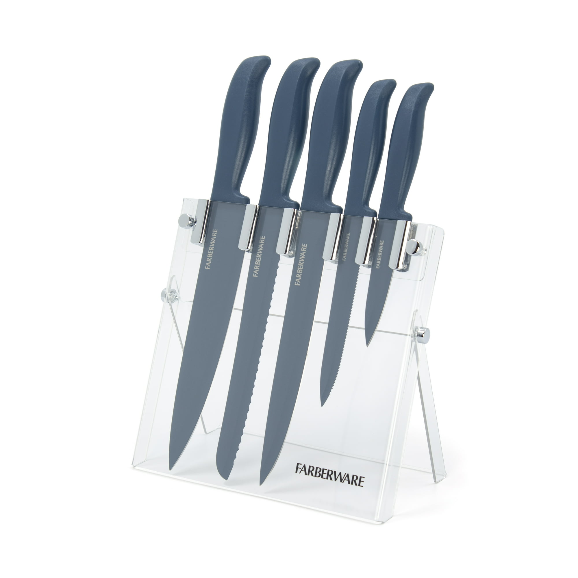 Click here for Farberware 6 Pc Acrylic Stand Knife Set Blue Ns prices