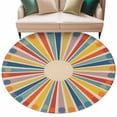 Colorful Sunshine Large Round Rug 7Ft Vintage Boho Rainbow Sunrise ...