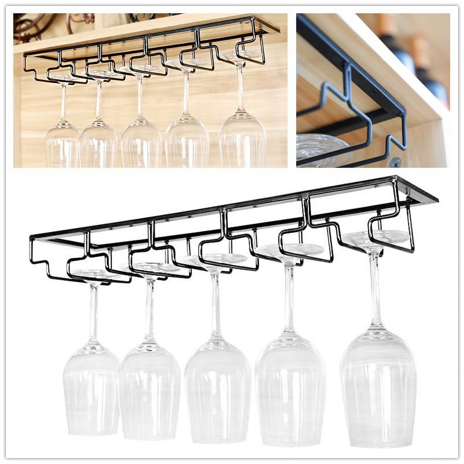 Hanging Glass Rack - Wine Glass Rack with 5 Rails for 10-15 Glasses, 51 ...