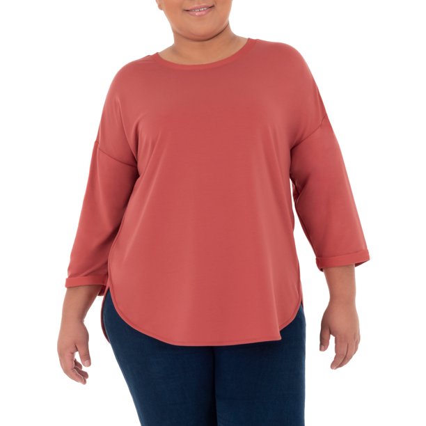 Terra And Sky Womens Plus Size Super Soft French Terry Tunic Top