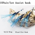 20PCS Assist Hook Solid Ring JigLure Jigging Fishjig Double Pair Barbed ...