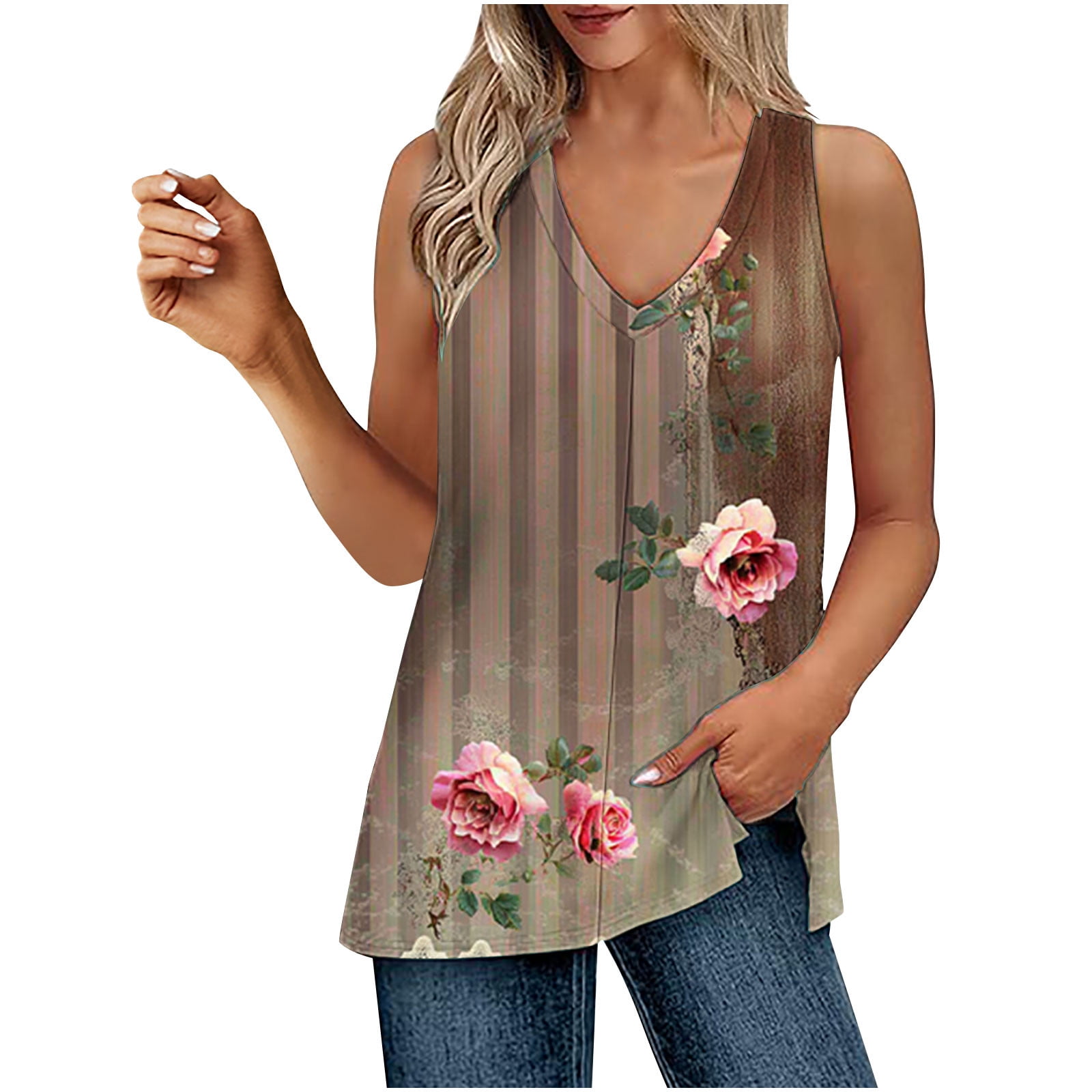 Click here for Staron Summer Tank Tops For Women V Neck Beach Vac... prices