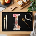 Black Letter I Flower Cotton Linen Placemats Set of 4, Watercolor ...