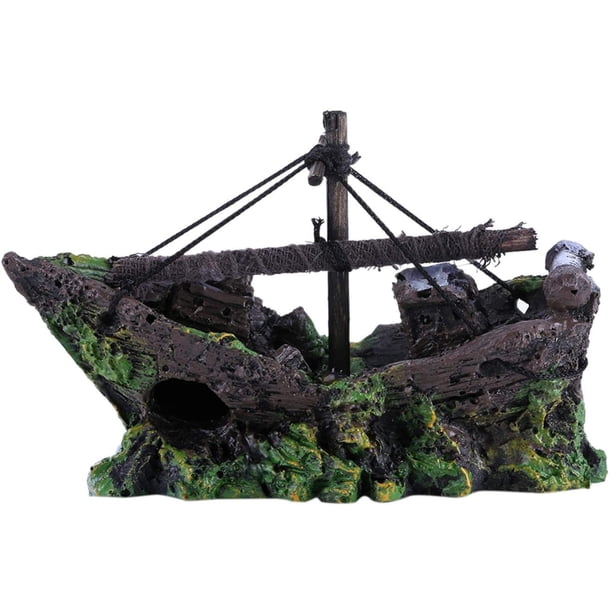 ShenMo Artificial Resin Fish Tank Ornament Aquariums Shipwreck Fishing ...