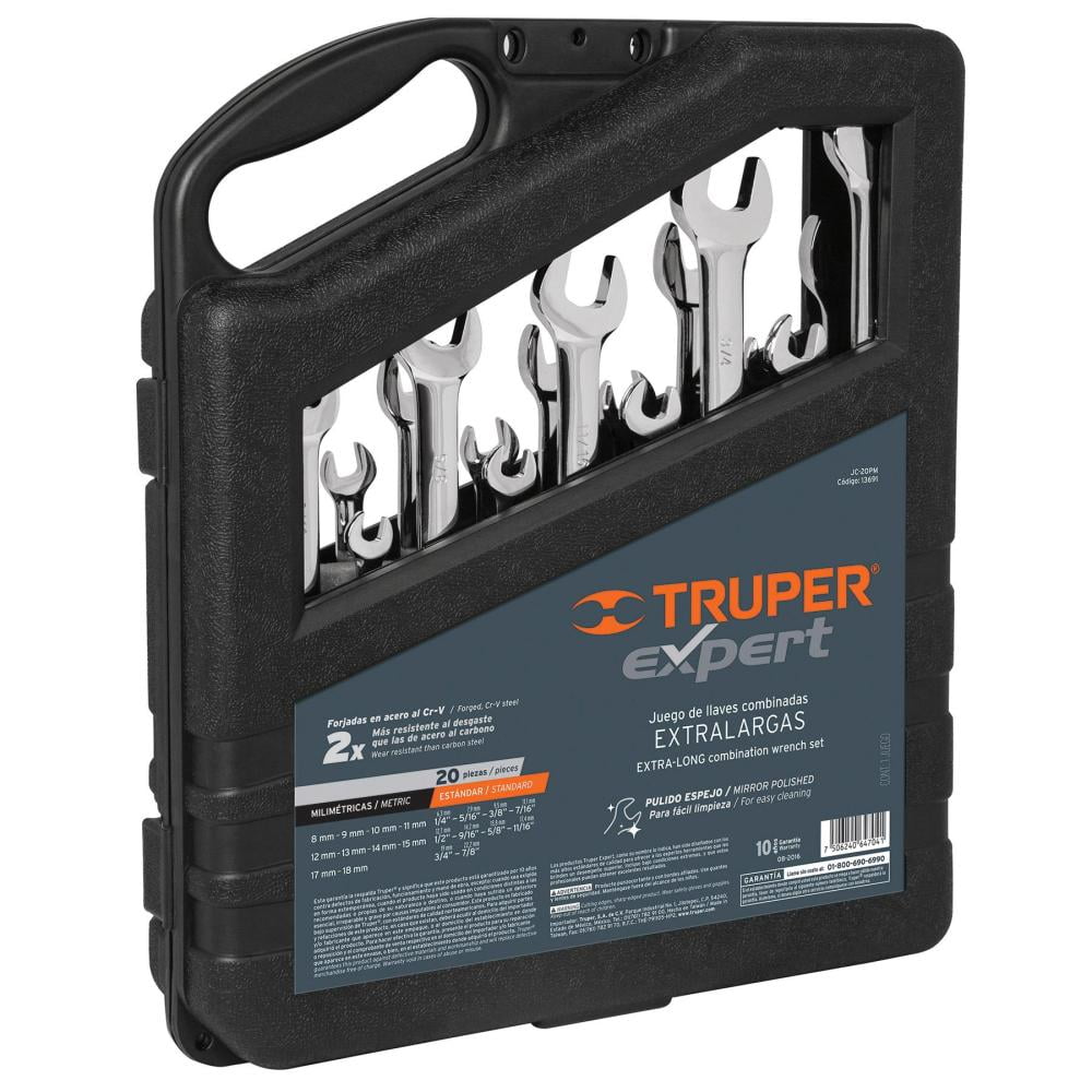 JUEGO LLAVES COMBINADA MIXTA P EXTRALARGAS 20PZ TRUPER 13691 Truper JC-20PM | Walmart en línea