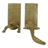 Nautical Marine Faux Gold Crocodile Alligator Head And Tail Bookends ...