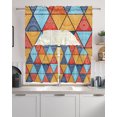Blue Yellow Red Boho Kitchen Curtains Set for Windows 3 Piece Cafe ...