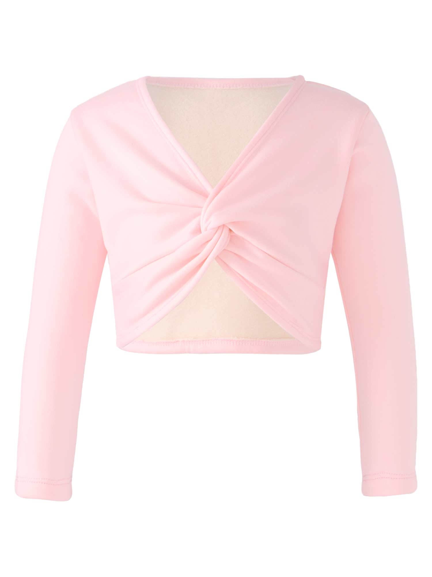 Aislor Girls Kids Long Sleeve Knot Ballet Dance Wrap Tops Cardigan Shrug Gymnastic Sweater Dance ...
