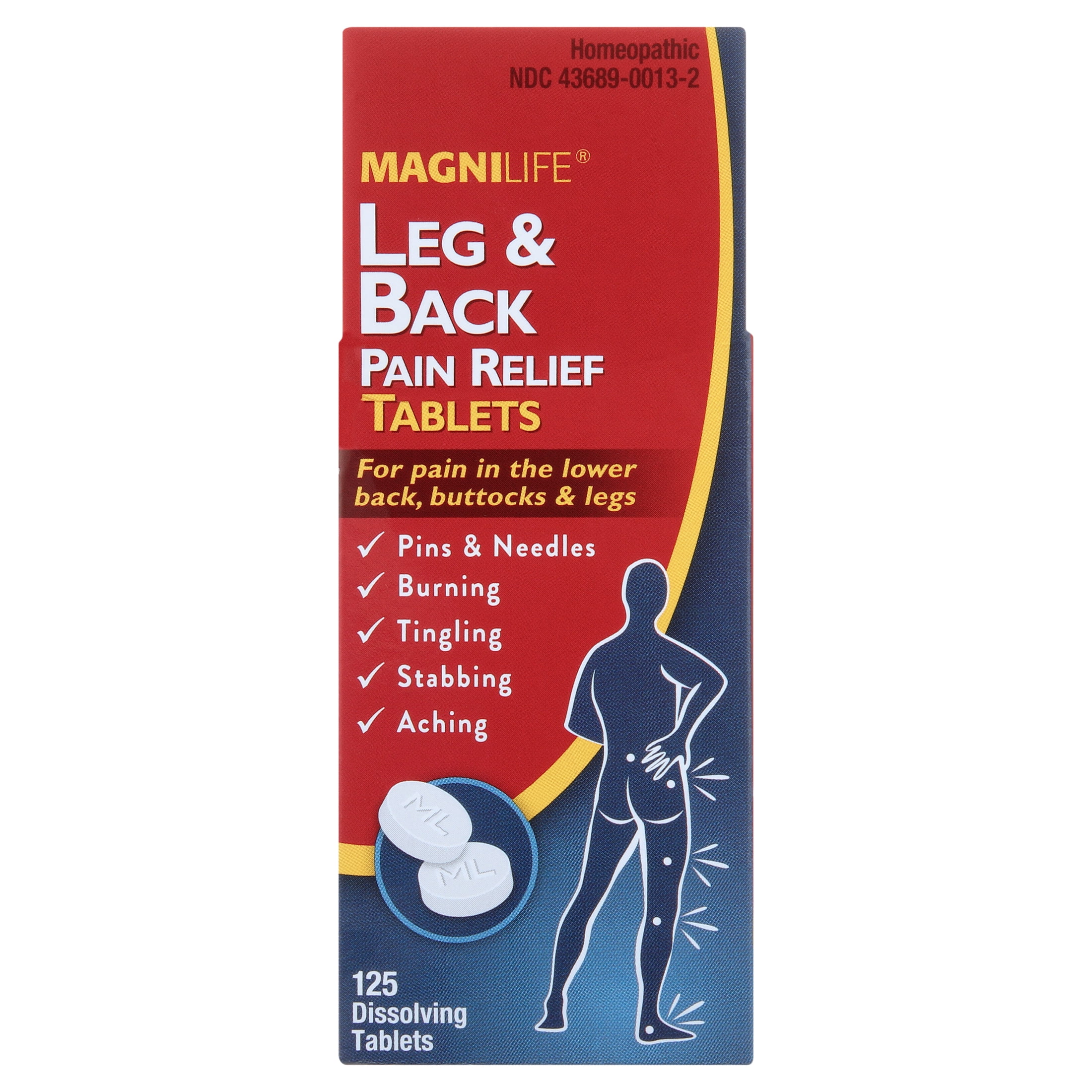 MagniLife Leg & Back Pain Relief Quick Dissolving Tablets, 125 Count ...