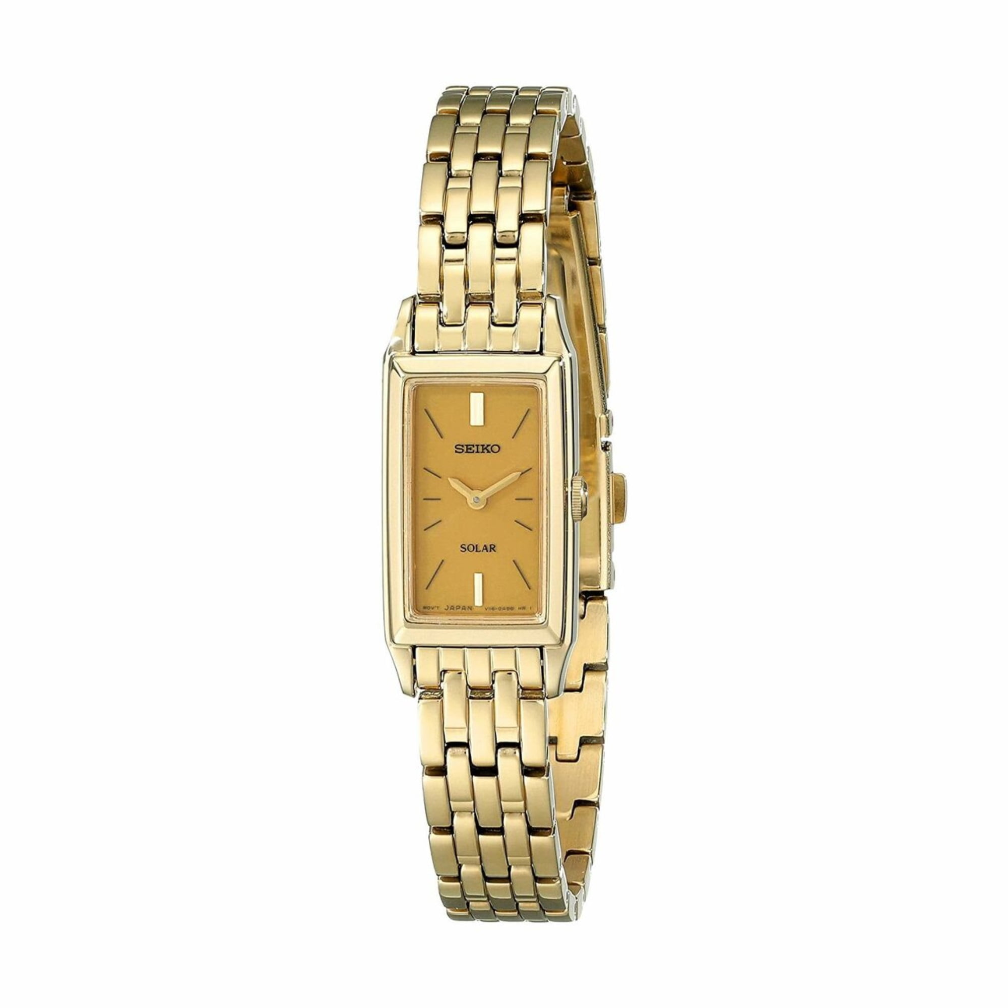 Seiko SUP030 Solar Gold Tone Stainless Steel Champagne Dial Women's ...