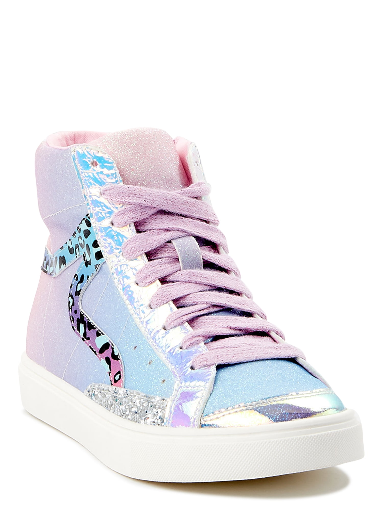 Wonder Nation Little Girl & Big Girl Casual High Top Sneaker, Sizes 13 ...