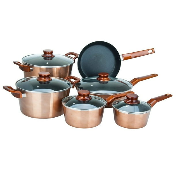 Alpine Cuisine 11 Piece Aluminum Cookware Set in Copper Metallic ...