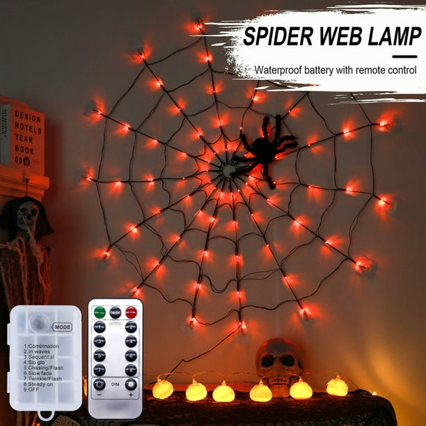 Fridja 70 Led 3.3FT Giant Spider Web Lights with Hairy Spider and ...