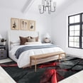 3D Stone Area Rugs, Red Neon Cracked Pattern Carpet, Washable Non Slip ...