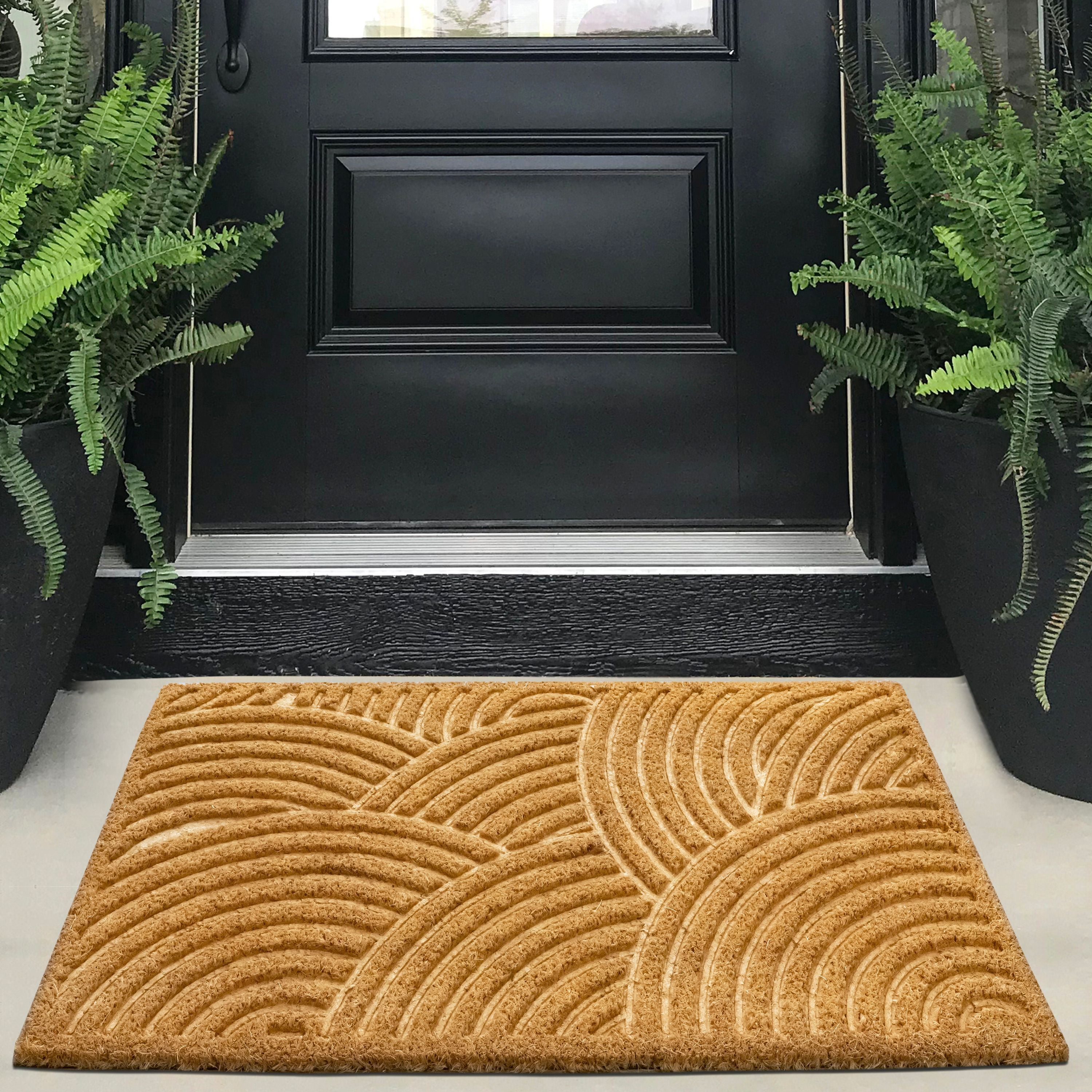 Premium Embossed Non-Slip Natural Coco Coir Door Mat for Indoor Outdoor ...