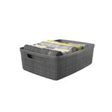 Curver Jute Smedium Basket, Resin Plastic Storage Bin, Grey Flannel, 4 ...