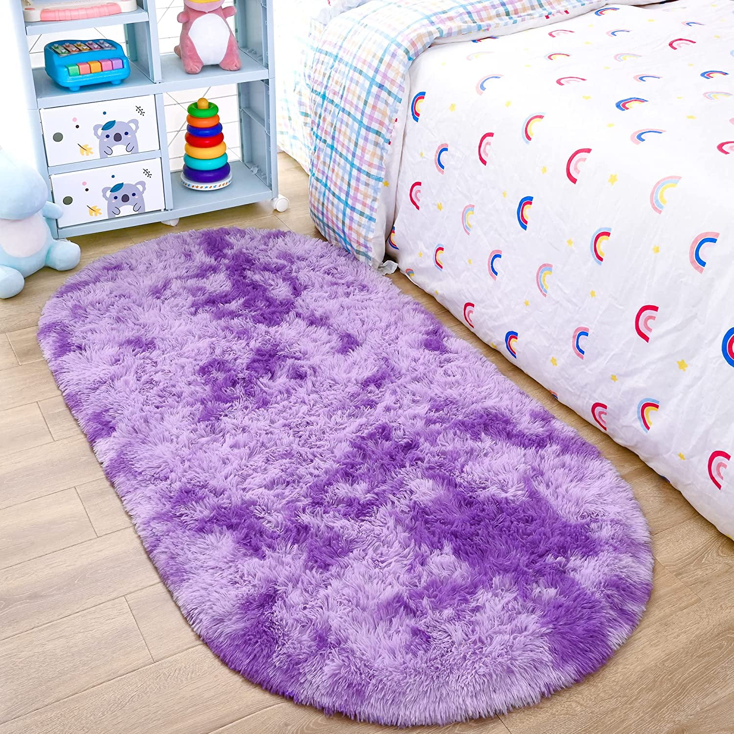 TWINNIS Super Fluffy Oval Area Rugs,Tie Dye Oval Rug Soft Shaggy Oval ...