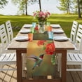 Bird Floral Table Runner 108 Inches Long, Red Flower Hummingbird Spring ...