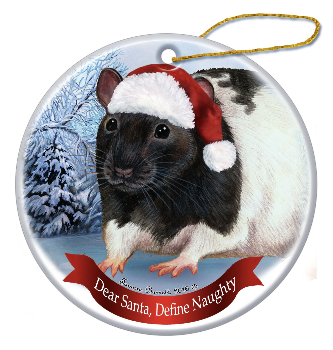 Holiday Pet Gifts Black Hooded Rat Santa Hat Porcelain Christmas Tree ...