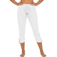 YSUEJPF Womens Tummy Control Capri Yoga Pants Elastic Waist Drawstring ...