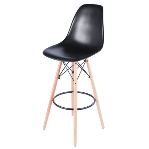 Eames Style Bar Stool with Tall Wooden Base - Walmart.com