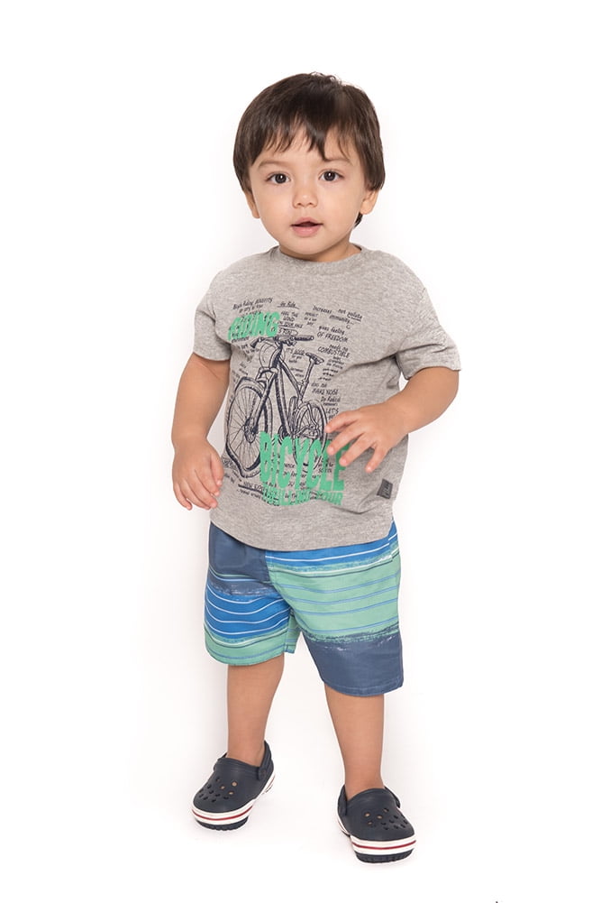 Pulla Bulla Baby Boy 2-Piece Set Graphic Shirt and Shorts Outfit ...