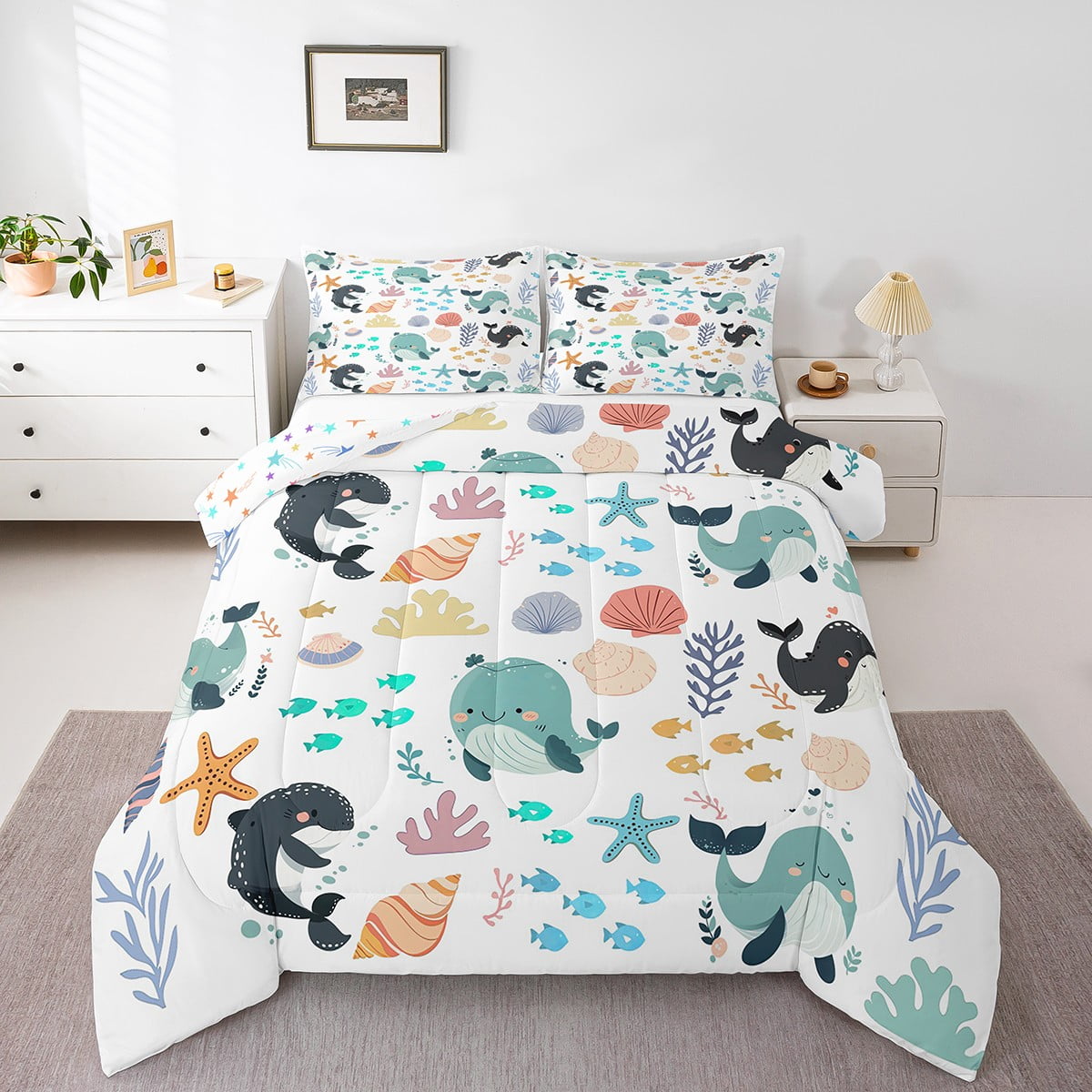 Click here for Yst Whale Kids Comforter Set Cartoon Sea Animal Be... prices