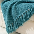 "Battilo Cozy Teal Throw Blanket with Braided Fringe, Comfortable Sofa ...