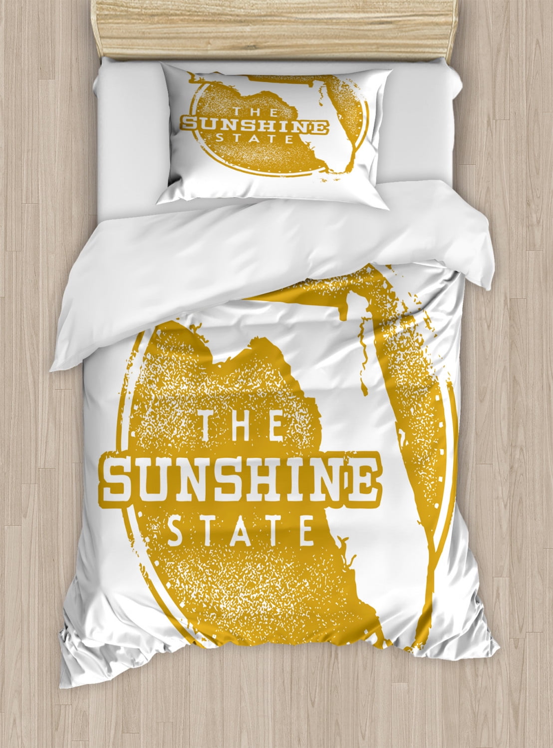 Florida Duvet Cover Set Twin Size, City Map with a Circular Design and ...