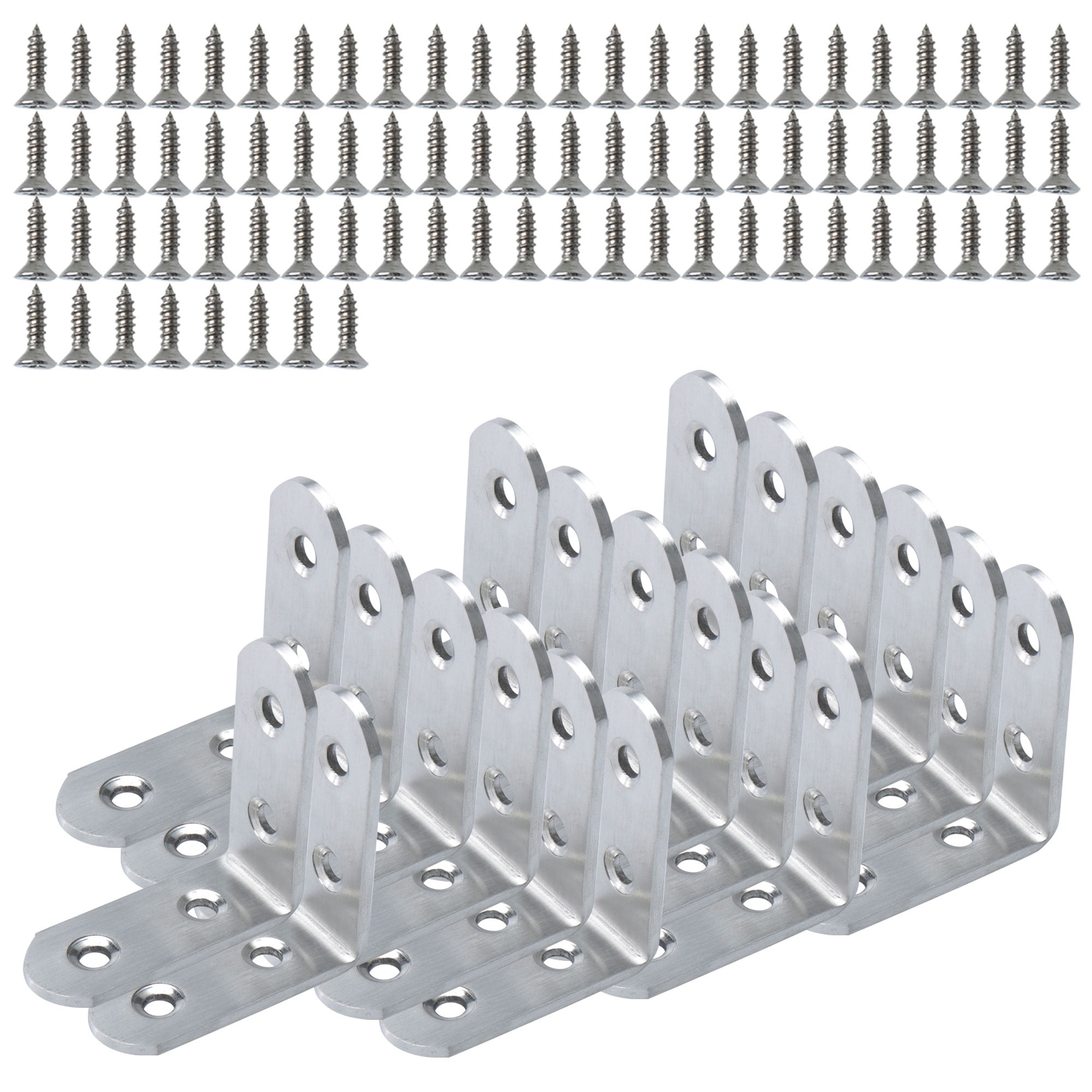 Uxcell 50 x 50mm Stainless Steel L Shaped Angle Brackets with Screws,20 ...