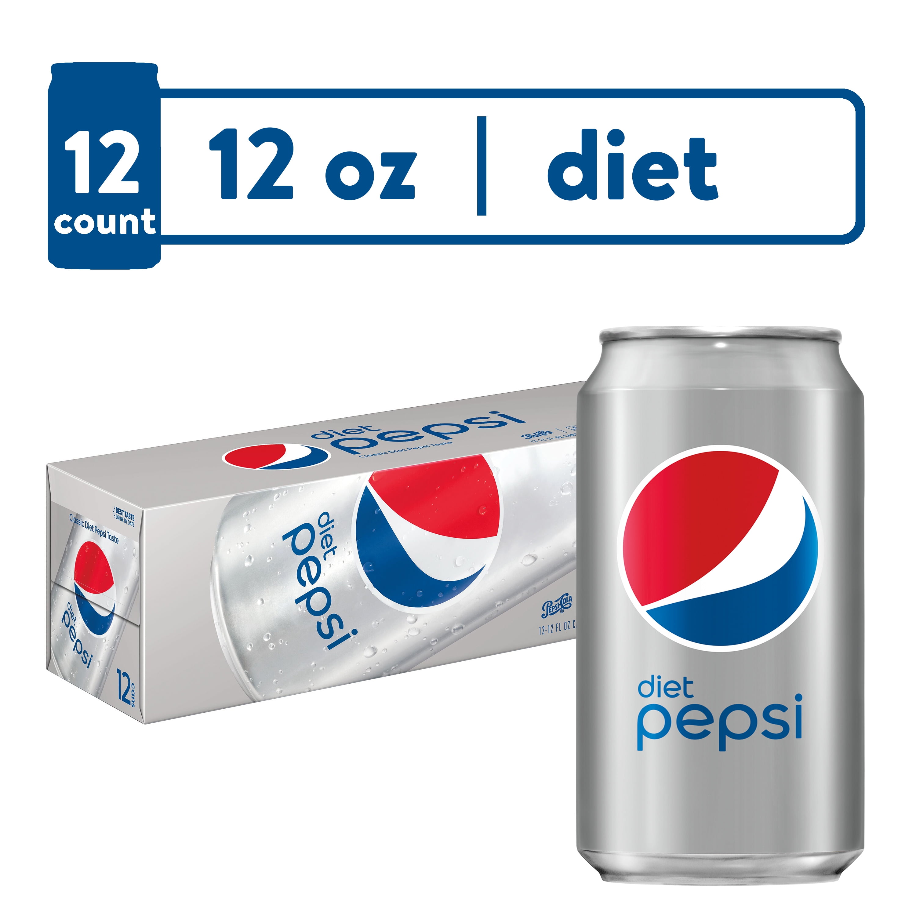 Diet Pepsi Cola Soda Pop 12 Fl Oz 12 Pack Cans