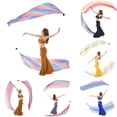 2Pcs Silk Veil+2 Pcs Poi Chain Balls Women Belly Dance Silk Veil Poi ...